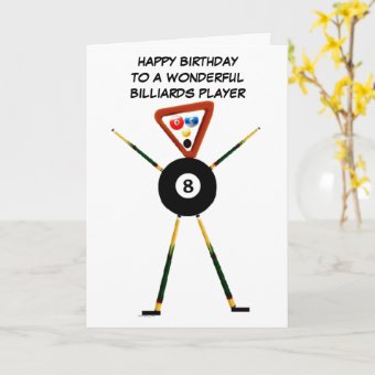 Happy Birthday Billiards Player Card | Zazzle