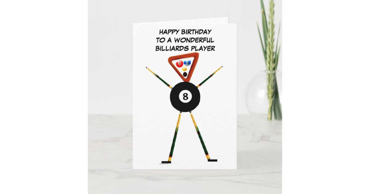 Happy Birthday Billiards Player Card | Zazzle