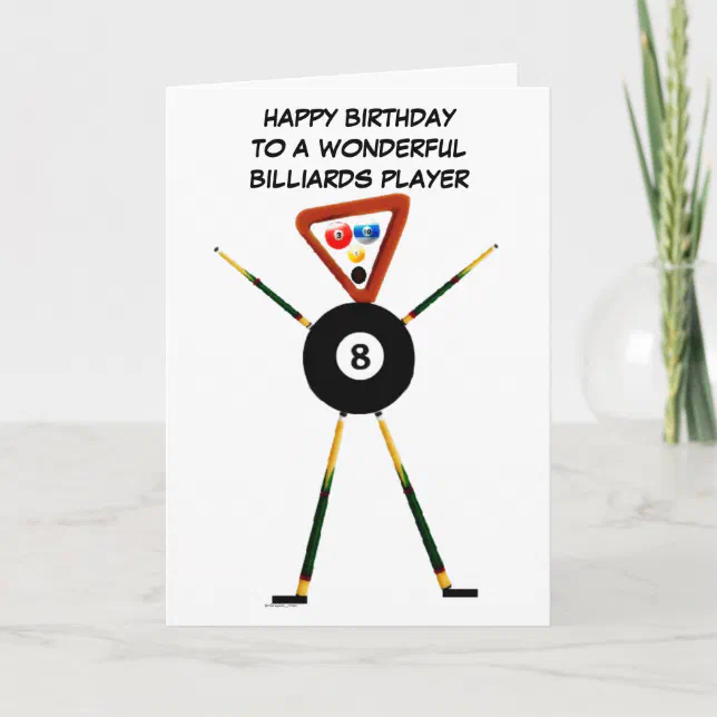 Happy Birthday Billiards Player Card | Zazzle