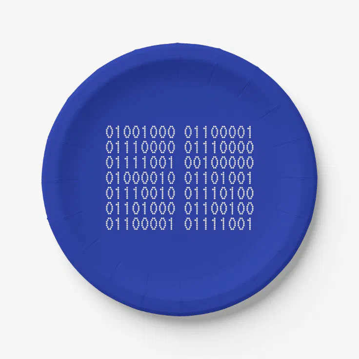 Happy Birthday Binary Code Your Colors Paper Plates | Zazzle