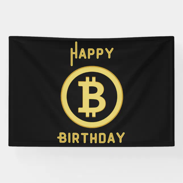 Happy Birthday Bitcoin Gold 4x6 Vinyl Banner | Zazzle