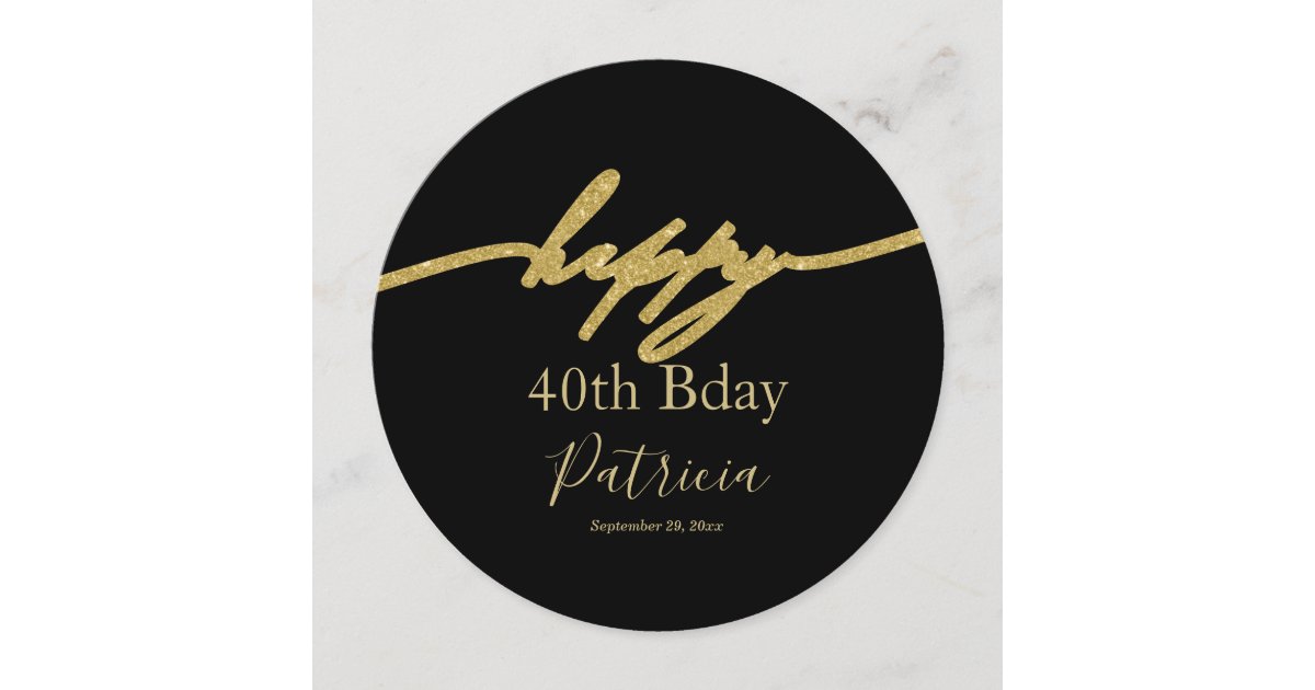 Happy Birthday Black Gold Charger Insert Card | Zazzle