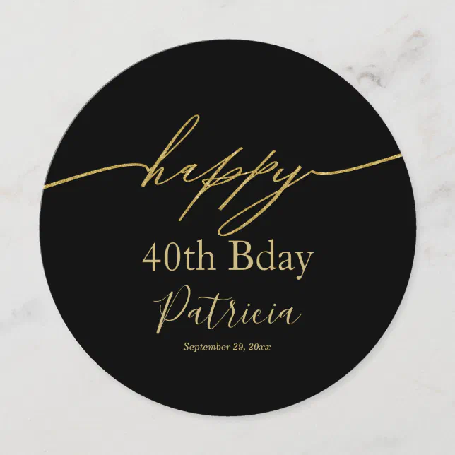 Happy Birthday Black Gold Charger Insert Card Zazzle