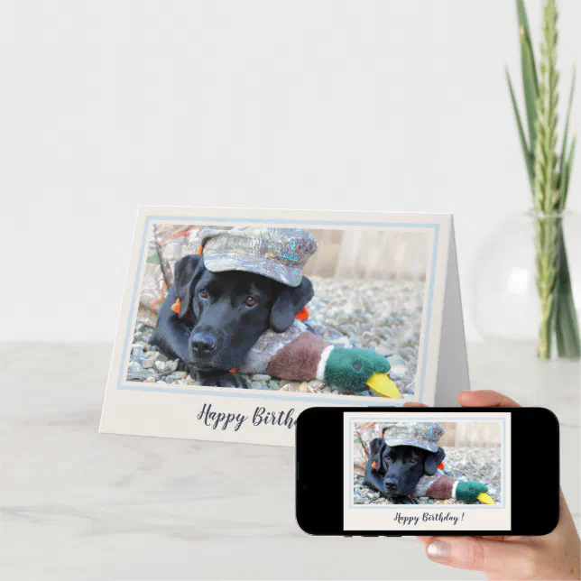 Happy Birthday Black Labrador Cute Duck Dog Card | Zazzle