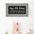 Happy Birthday - Black White Chevrons Custom text Banner | Zazzle