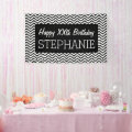 Happy Birthday - Black White Chevrons Custom text Banner | Zazzle