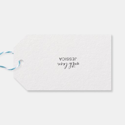 Happy Birthday Black White Modern Gift Tags | Zazzle