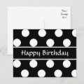Happy Birthday Black & White Polka Dot Post Card | Zazzle