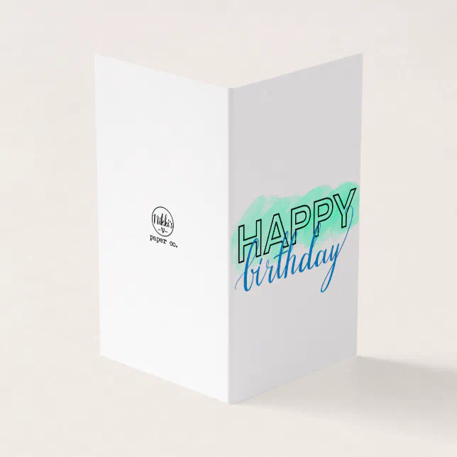 Happy Birthday Blue and Green Folded Card Pack | Zazzle