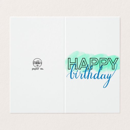 Happy Birthday Blue and Green Folded Card Pack | Zazzle