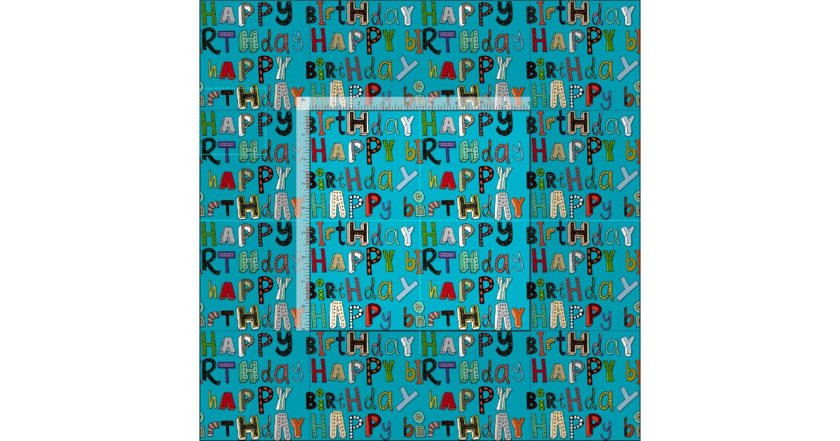 happy birthday blue fabric | Zazzle
