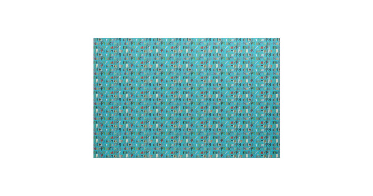 happy birthday blue fabric | Zazzle