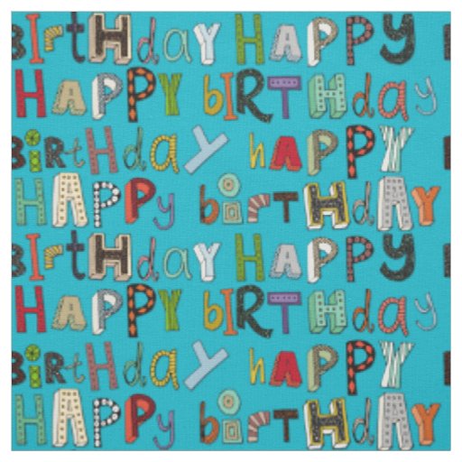 happy birthday blue fabric | Zazzle