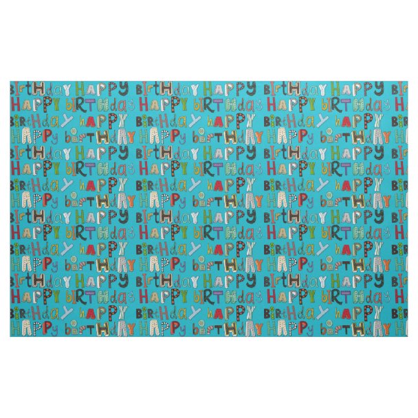 happy birthday cream fabric | Zazzle