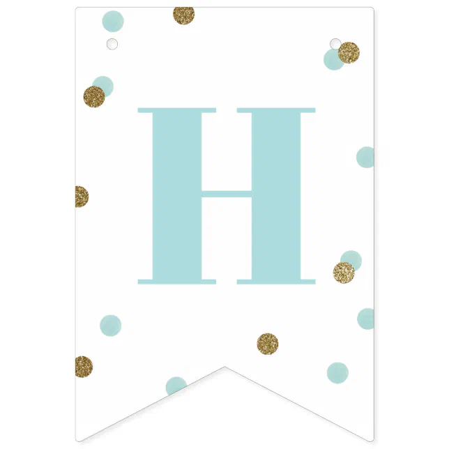 Happy Birthday Blue Gold Confetti First Birthday Bunting Flags | Zazzle