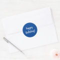 Happy Birthday Blue White Typography Classic Round Sticker | Zazzle