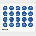 Happy Birthday Blue White Typography Classic Round Sticker | Zazzle