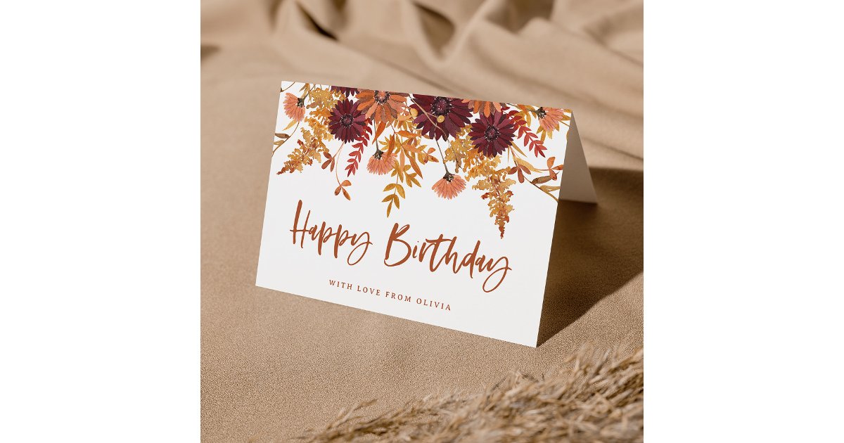 Happy Birthday | Boho Wildflowers with Photo Card | Zazzle