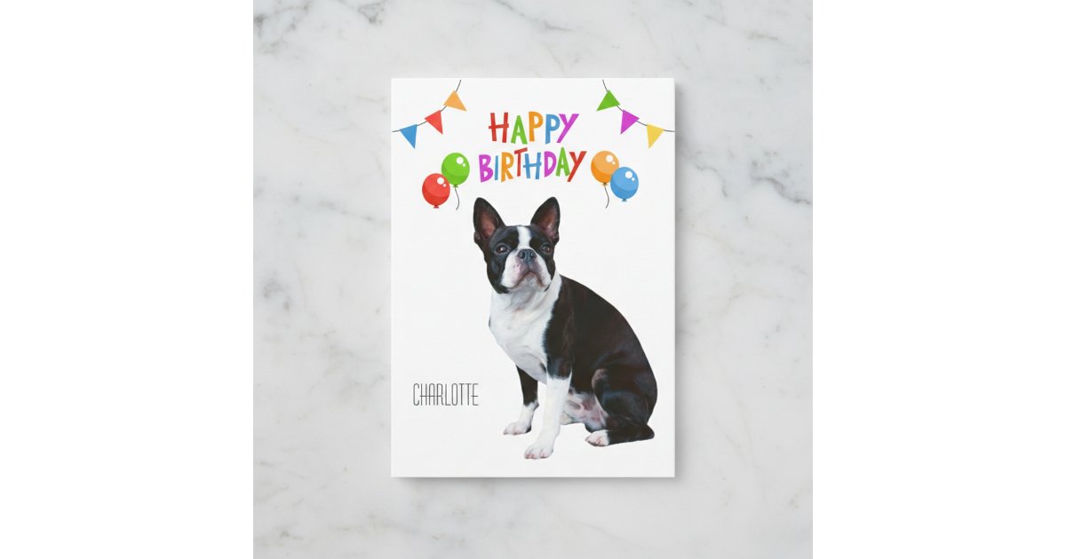 Happy Birthday Boston Terrier Party Card | Zazzle