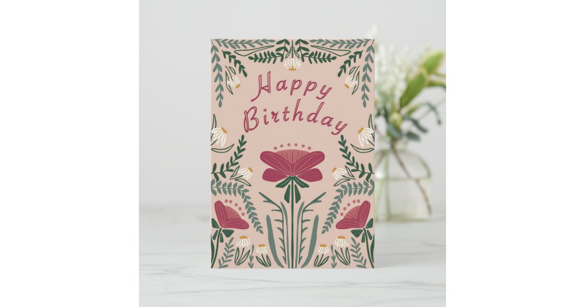 Happy Birthday Botanical Card | Zazzle