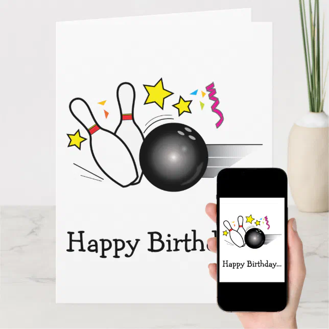 Happy Birthday Bowling Whole Gang Large Card | Zazzle