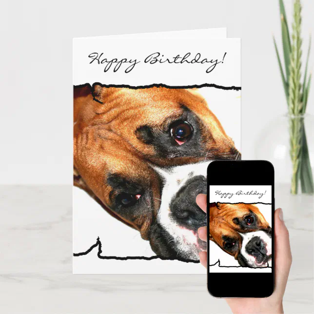 Happy Birthday Boxer dog greeting card | Zazzle