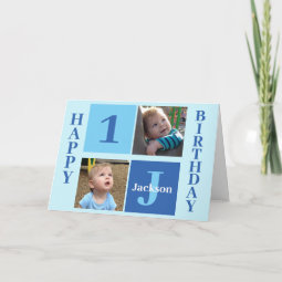 Happy Birthday Boy Cute Custom Blue Kids Card | Zazzle
