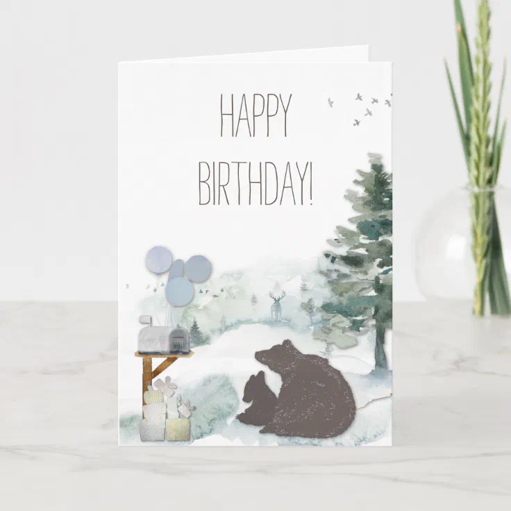 Happy Birthday Boy Woodland Forest Animals Card | Zazzle