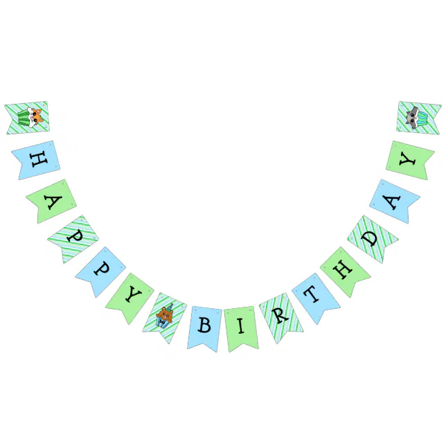Happy Birthday Boy's Woodland Themed Bunting Flags | Zazzle