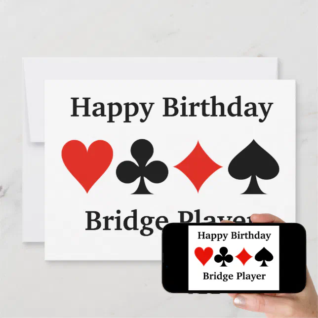 Happy Birthday Bridge Player Four Card Suits | Zazzle