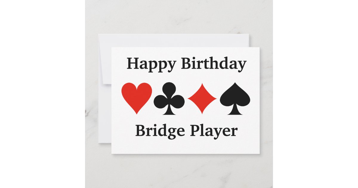 Happy Birthday Bridge Player Four Card Suits | Zazzle