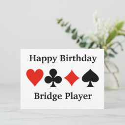 Happy Birthday Bridge Player Four Card Suits | Zazzle
