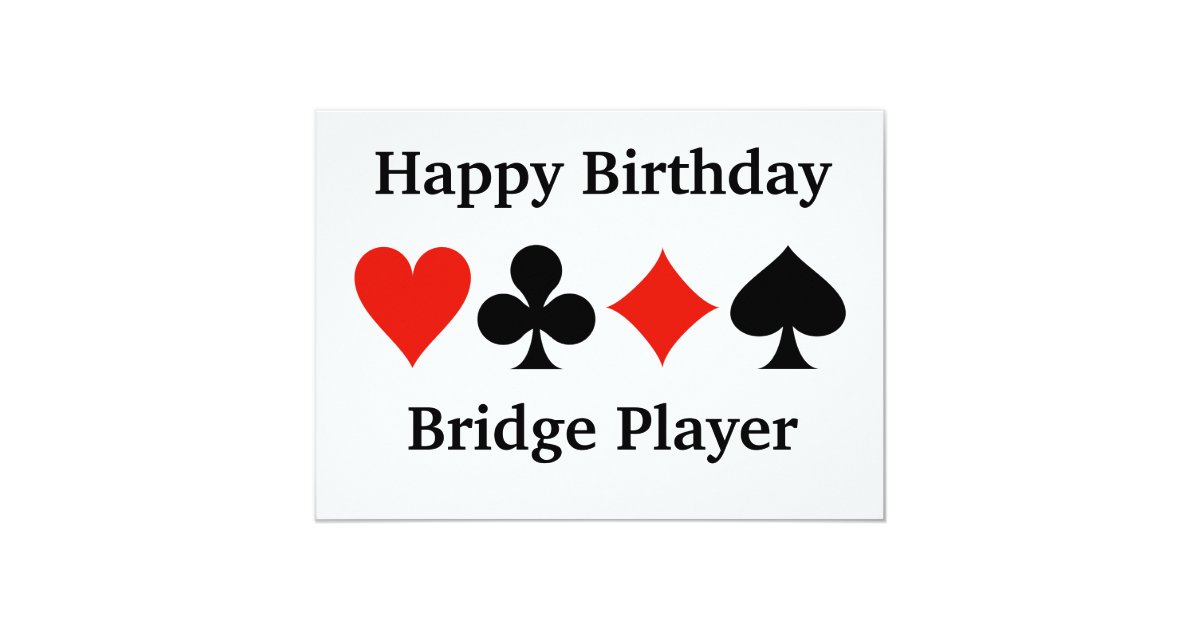Happy Birthday Bridge Player Four Card Suits | Zazzle.com