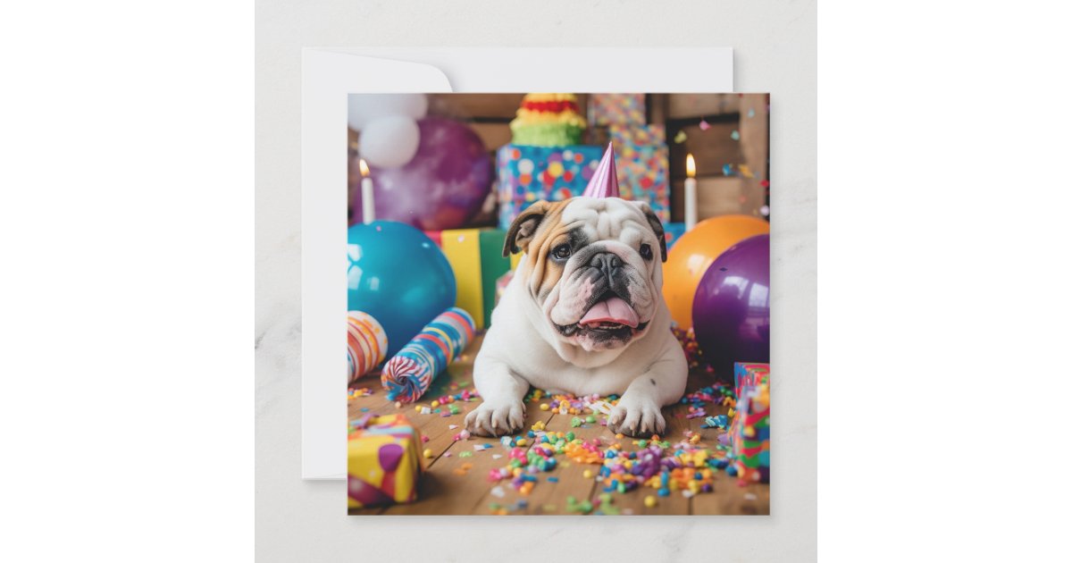 HAPPY BIRTHDAY BULLDOG GREETING CARD | Zazzle