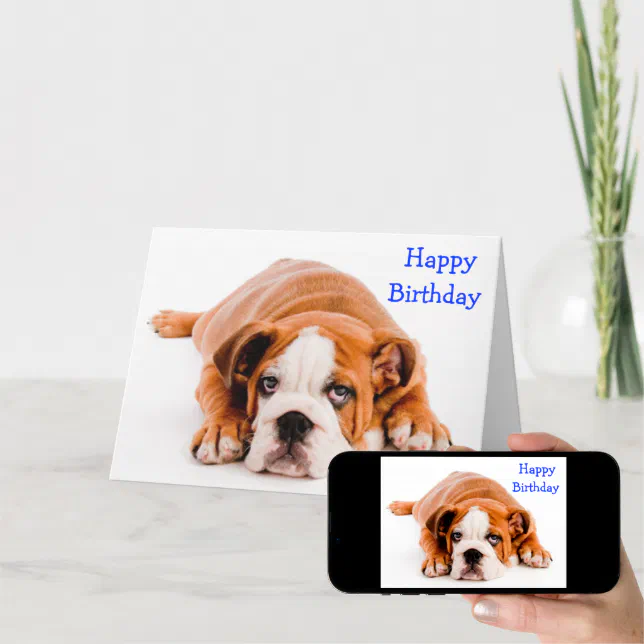 Happy Birthday Bulldog Greeting Card - Verse | Zazzle