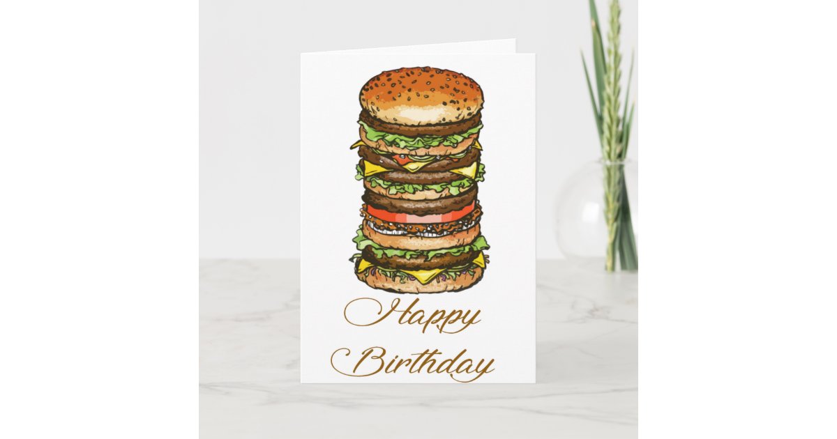 Happy Birthday Burger Style Card | Zazzle.com