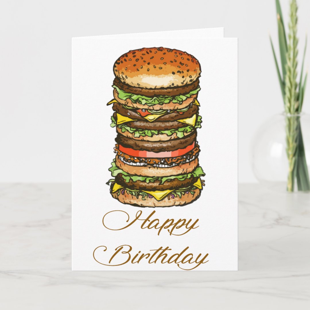 Happy Birthday Burger Style Card | Zazzle
