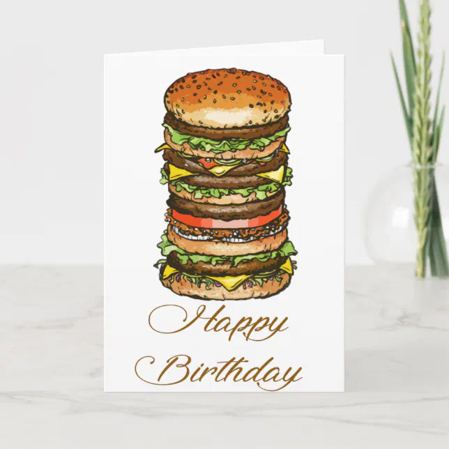 Happy Birthday Burger Style Card | Zazzle