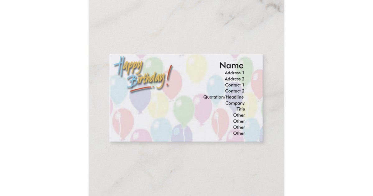 Happy Birthday Business Card | Zazzle