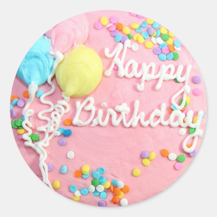 Happy Birthday Cake Classic Round Sticker | Zazzle