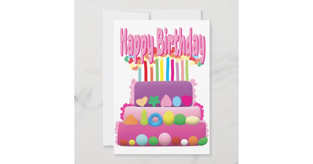 Happy Birthday Cake Invitation | Zazzle