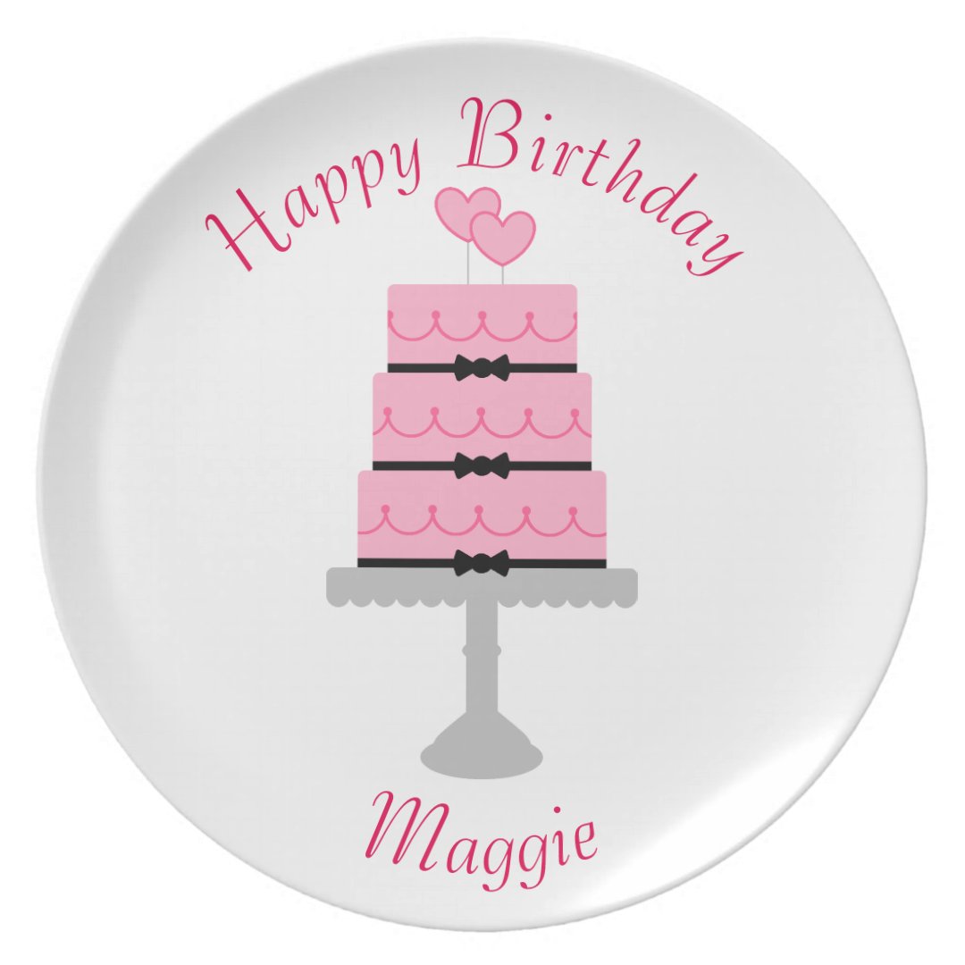 Happy Birthday Cake Melamine Plate | Zazzle