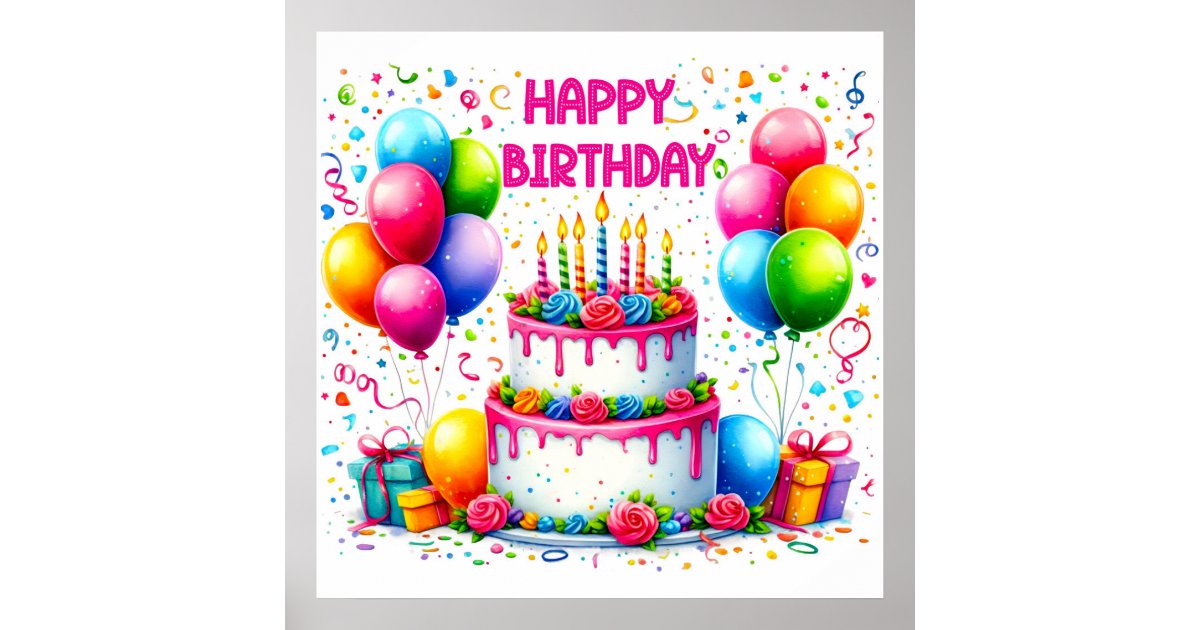 Happy Birthday Cake Poster | Zazzle