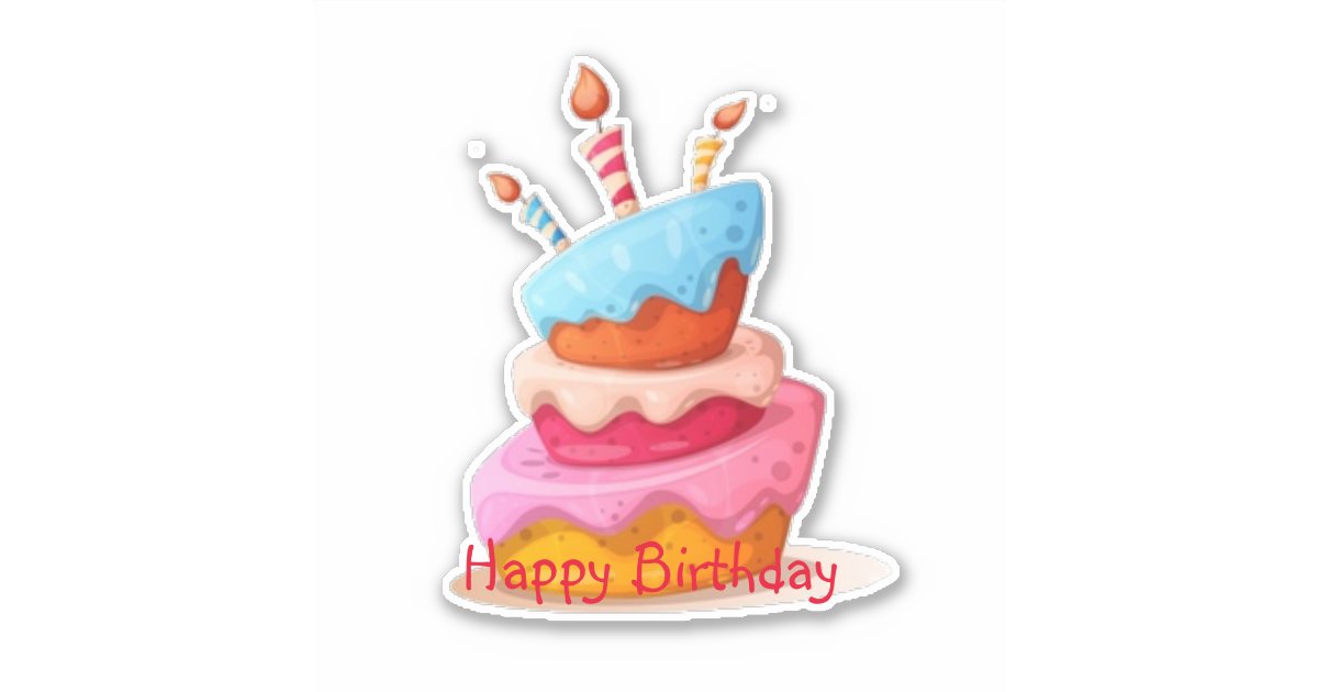 Happy Birthday cake Sticker | Zazzle