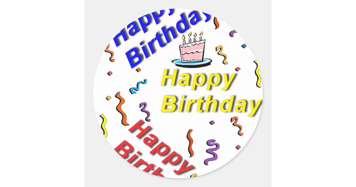 Happy Birthday Cake Sticker | Zazzle