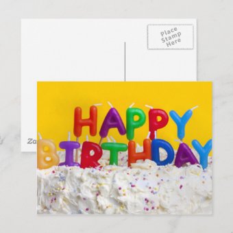 happy birthday cake with message postcard | Zazzle