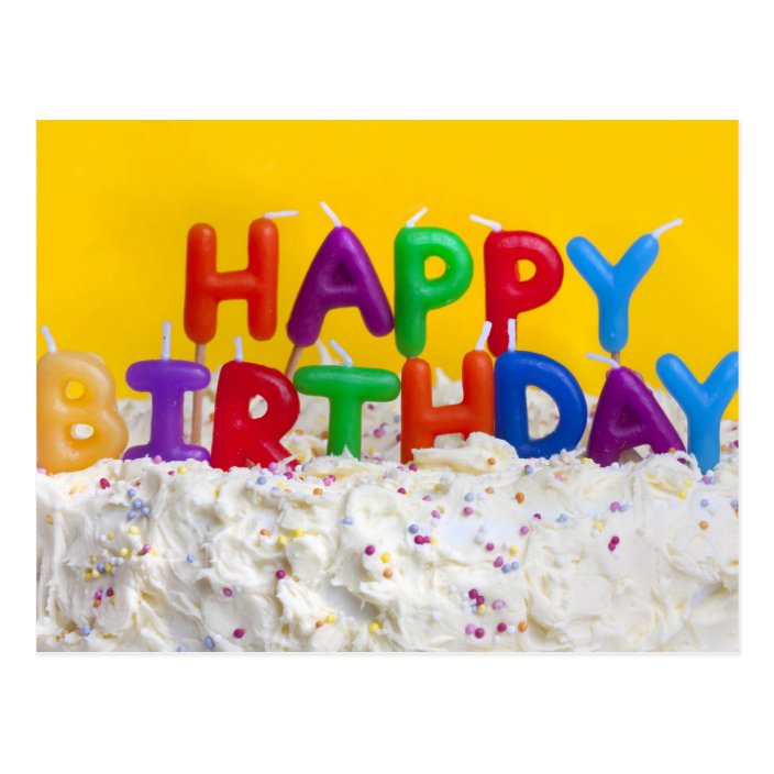 happy birthday cake with message postcard | Zazzle.com