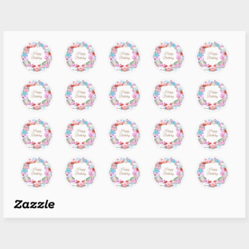 Happy birthday cakes and sweets classic round sticker | Zazzle