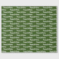 Happy Birthday Calligraphy Font Pattern Green Wrapping Paper | Zazzle