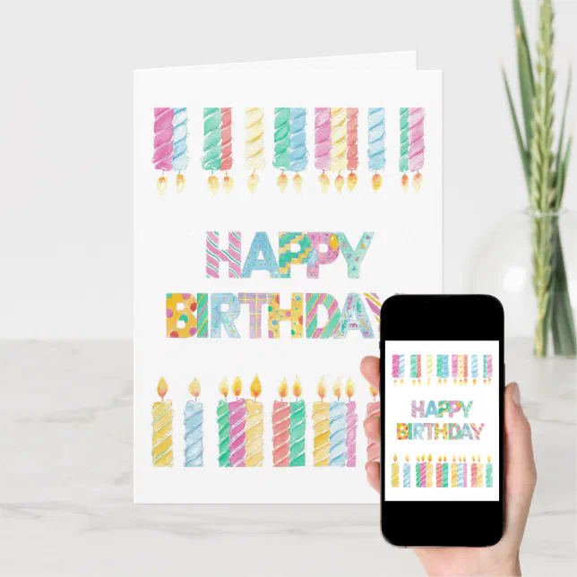 Happy Birthday Candles greeting card | Zazzle